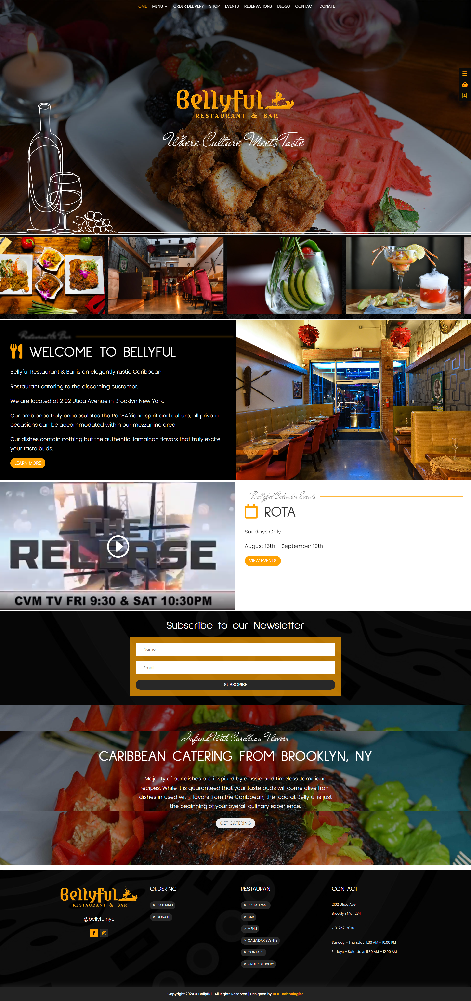 Custom Website for Bellyful NYC - Caribbean Dining & Events